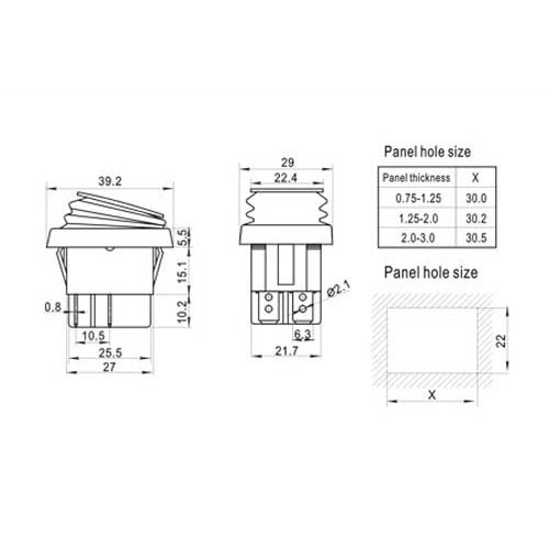 INTERRUPTOR ESTANQUE COM FOLE 22X30 MM 4 TERM